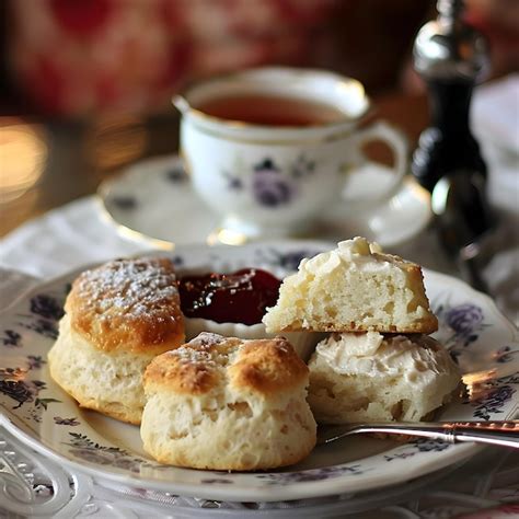 Devonshire Cream Tea A Fluffy Scone Delight With Jam And Clotted Cream