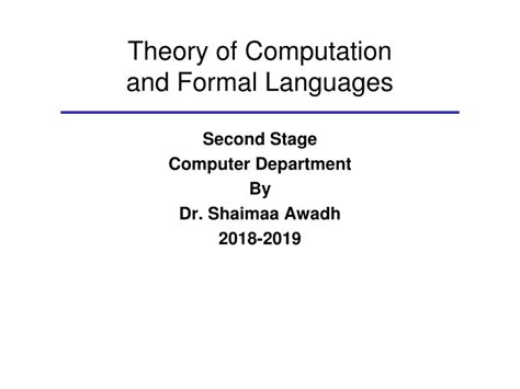 Ppt Theory Of Computation And Formal Languages Powerpoint Presentation Id9408501