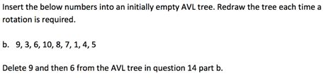 Solved Insert The Below Numbers Into An Initially Empty Avl