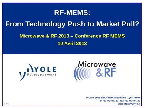Pdf Rf Mems From Technology Push To Market Pullmicrowave Docs 10h15 Yole Pdf · Rf