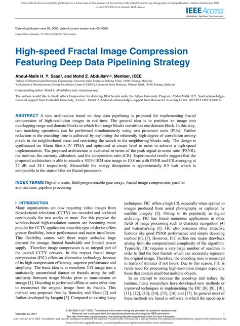 Pdf High Speed Fractal Image Compression Featuring Deep Data Pipelining Strategy