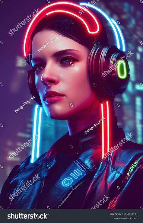 공상과학 사이버펑크 소녀의 허구적인 초상화 미래의 스톡 일러스트 2213292177 Shutterstock