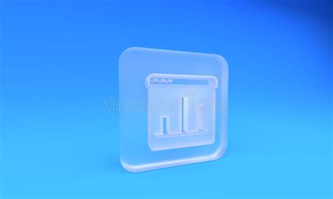 Frosted Glass Graph Chart Diagram Infographic Icon Isolated On Blue Background Square