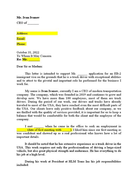 Rec Letter Examples Pdf Transport Truck Driver