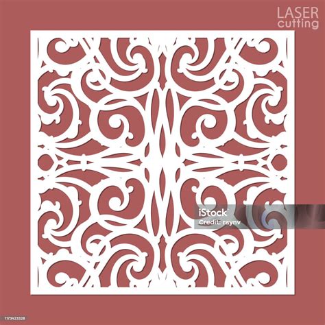 패턴 레이저 컷 사각형 장식 패널 결혼식 초대장 또는 인사말 카드의 템플릿입니다 캐비닛 프렛 워크 패널 금속 디자인 나무 조각