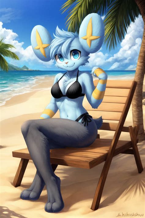 shinx sfw cute beach in bikini ai by gobabsnow on deviantart