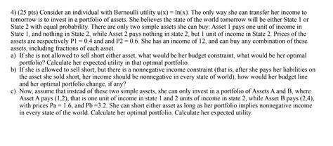 Solved 4 25 Pts Consider An Individual With Bernoulli