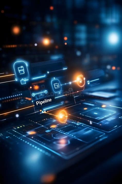 Modern Devops Pipeline In Futuristic Digital Environment Technology