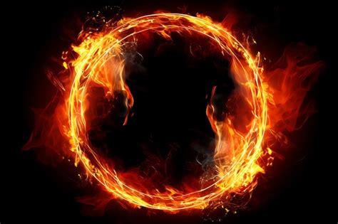 Premium Photo Fire And Flames Circle Frame And Blazing Burning