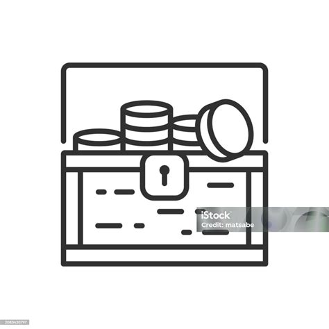 동전으로 상자를 열고 선형 아이콘입니다 편집 가능한 획이 있는 선 가득 찬에 대한 스톡 벡터 아트 및 기타 이미지 가득 찬 고대의 골동품 Istock