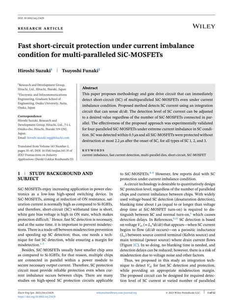 Fast Shortcircuit Protection Under Current Imbalance Condition For Multiparalleled SiCMOSFETs