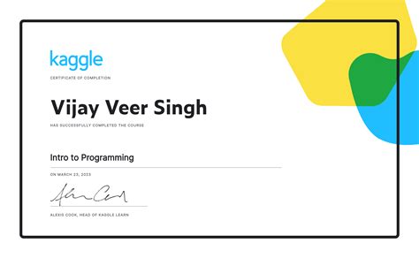 Vijay Veer Singh Completed The Intro To Programming Course On Kaggle