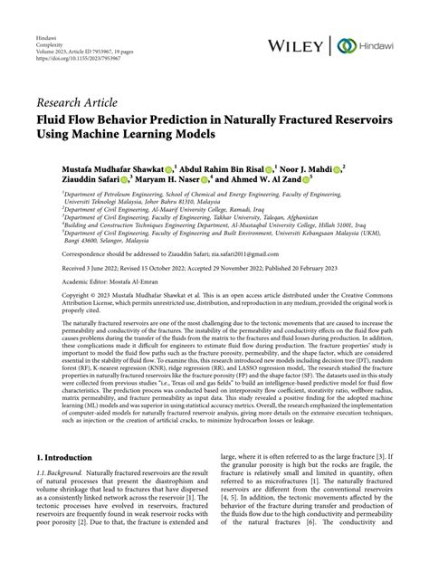 PDF Fluid Flow Behavior Prediction In Naturally Fractured Reservoirs Using Machine Learning Models
