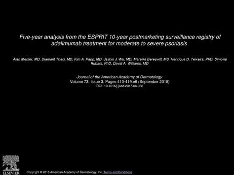 Five Year Analysis From The ESPRIT Year Postmarketing Surveillance Registry Of Adalimumab