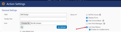 custom actions displaying action buttons