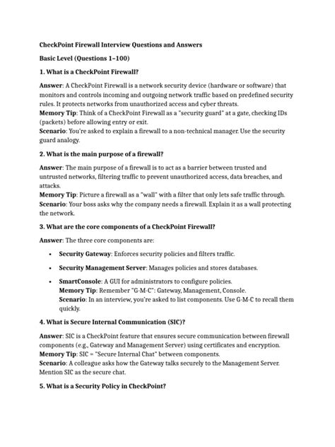 Checkpoint Firewall Interview Questions And Answers Pdf Firewall Computing Virtual