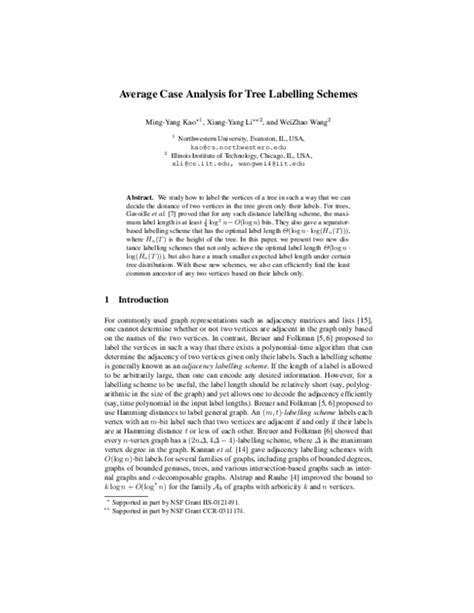 pdf average case analysis for tree labelling schemes