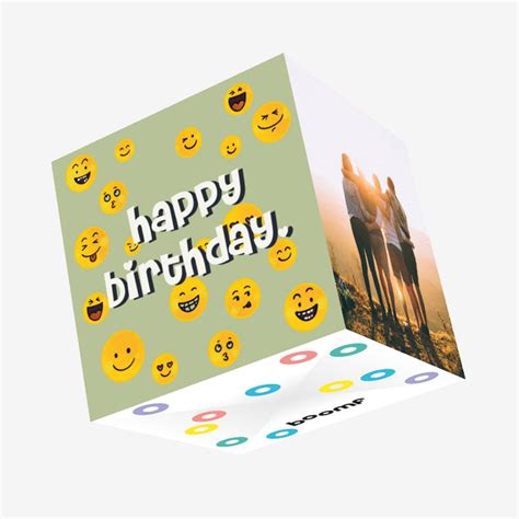 Emoji Happy Birthday Confetti Exploding Greetings Card Boomf