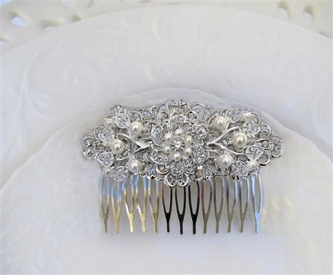Wedding Hair Comb Crystal Pearl Bridal Comb Pearl Wedding Etsy