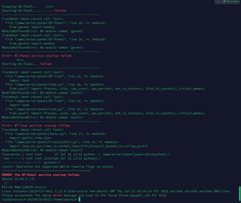 Fail On Install Aapanel Free Hosting Control Panel One Click Lamplemp