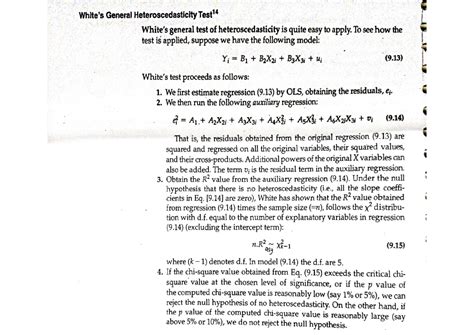 White General Heteroscedasticity Test B A H Economics Studocu