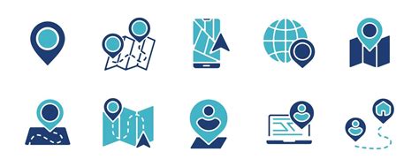 Map Location Pinpoint Icon Set Collection Global Guide Navigation