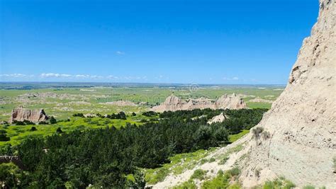 Prairie And Rock Formations From Cliffside Viewpoint Stock Image