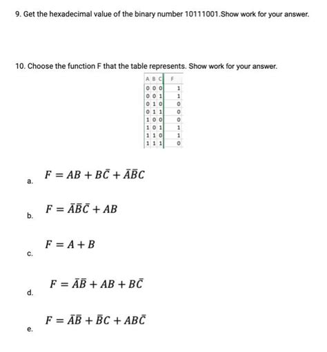 Solved 9 Get The Hexadecimal Value Of The Binary Number