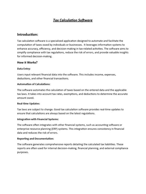 Tax Calculation Software Pdf Taxes Enterprise Resource Planning