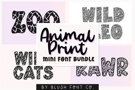 Animal Print Mini Font Bundle 4 Fonts