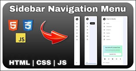 create an expandable sidebar menu using html css and js