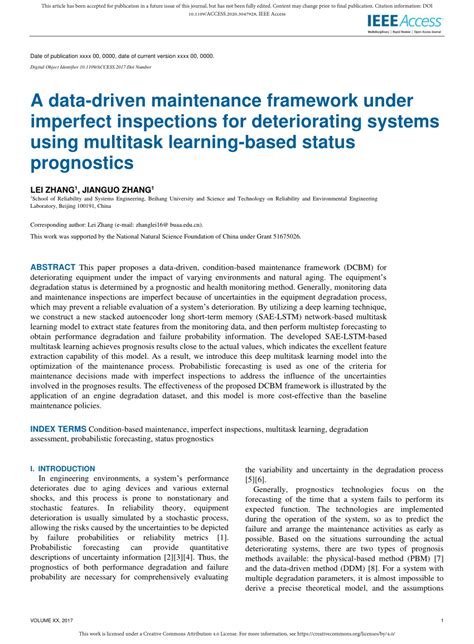 Pdf A Data Driven Maintenance Framework Under Imperfect Inspections For Deteriorating Systems