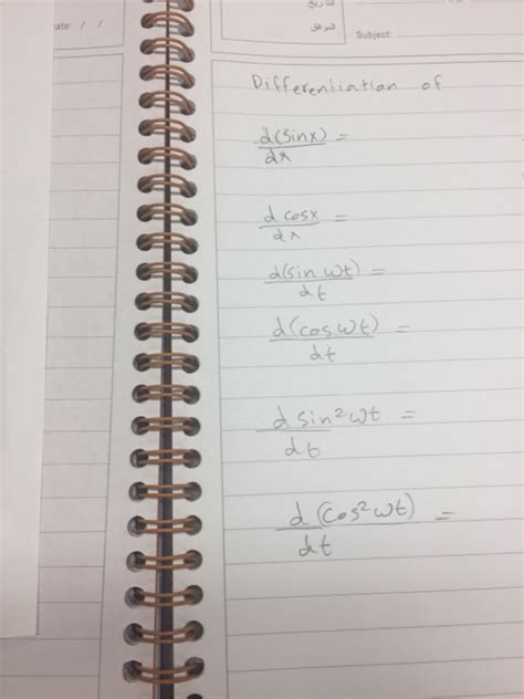 Solved Differentiation Of D Sin X Dx D Cos X Dx Chegg Com