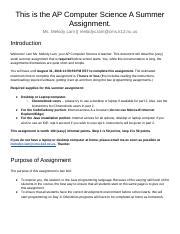 Guide to AP Computer Science A Summer Assignment: Java | Course Hero