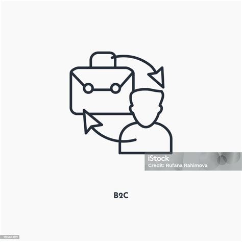 B2c 윤곽선 아이콘입니다 간단한 선형 요소 그림입니다 흰색 배경에 격리 된 라인 B2c 아이콘입니다 얇은 스트로크 기호는 웹 모바일 및 Ui에 사용할 수 있습니다 개념에