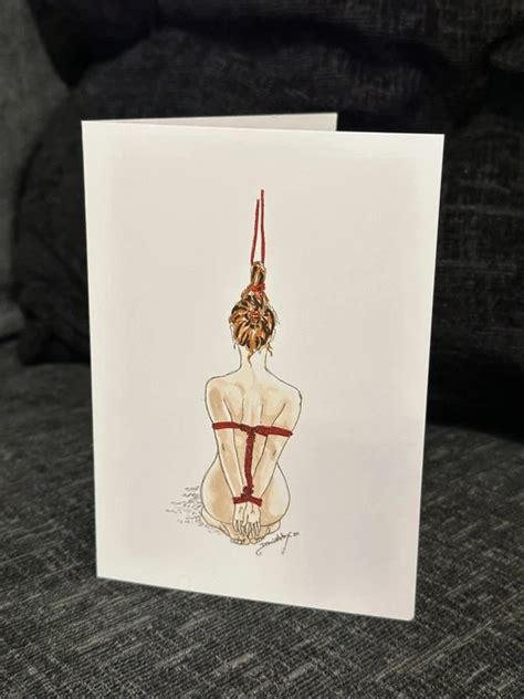 Erotic Art Card Bdsm Nsfw Shibari Japanese Rope Bunny Bondage Female A6