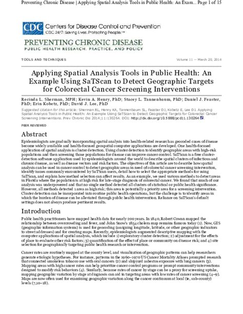 Pdf Applying Spatial Analysis Tools In Public Health An Example