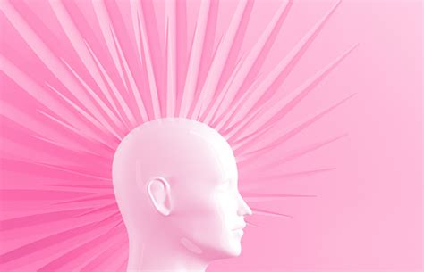 여성 프로필과 양식에 일치시키는 도전 유행 모호크 헤어 스타일과 추상 색상 파스텔 배경 핑크 컬러 3d 삽화에 그려진 0명에 대한 스톡 사진 및 기타 이미지 Istock