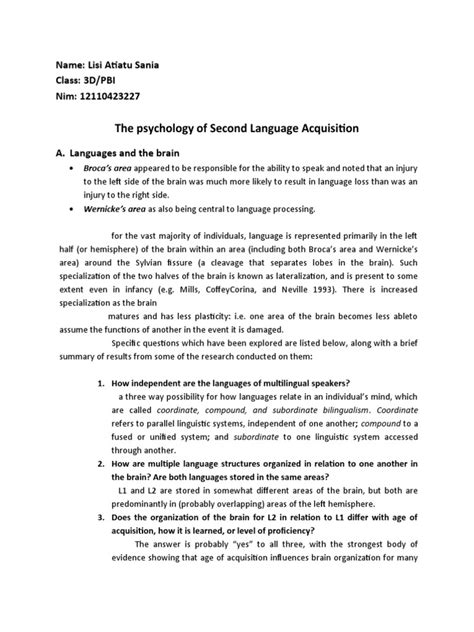 Summary Sla Chapter 4 Pdf Second Language Acquisition Second Language