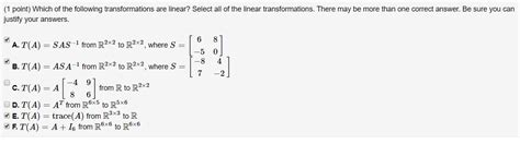 solved which of the following transformations are linear