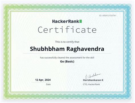 Go Programming Certification Hackerrank Shubhbham