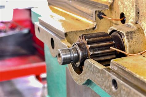 Broken And Disassembled Cnc Machine Repair Of Mechanical Metalworking Equipment Stock Image