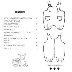 Overalls Sewing Pattern For Teddy Bear Doll Clothes Pattern Toy Dress