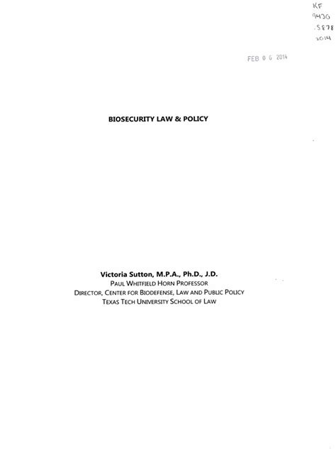 Biosecurity Law And Policy Pdf