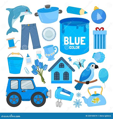 Vector Set Of Blue Color Objects Stock Vector Illustration Of Paint Graphic 220160674