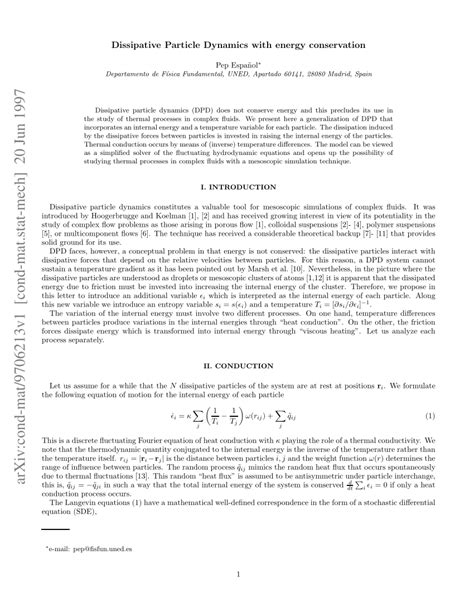 PDF Dissipative Particle Dynamics With Energy Conservation