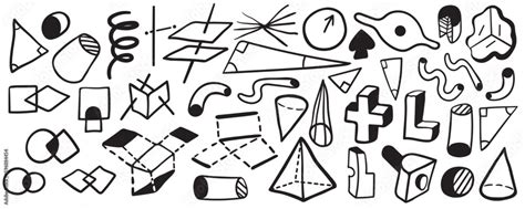 Vetor De Set Of Geometric Linear Illustrations In Vectorobjects In Doodle Style Geometric