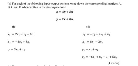 Solved B For Each Of The Following Input Output Systems