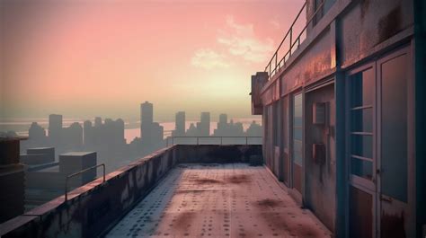 Free Picture Foggy Cityscape Panorama From Rusty Balcony