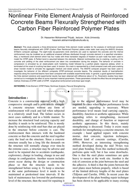 Pdf Nonlinear Finite Element Analysis Of Reinforced Concrete Beams Flexurally Strengthened